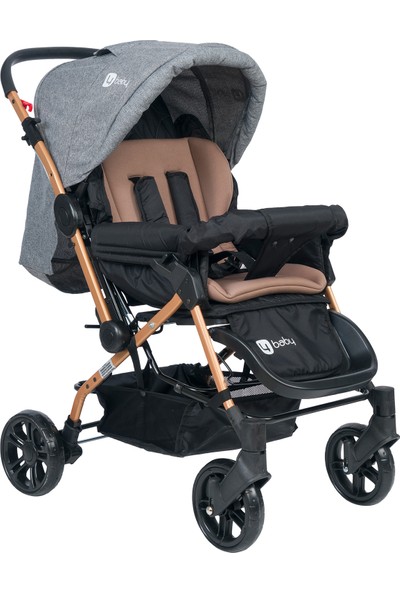 4 Baby Olympus Gold Çift Yönlü Bebek Arabası Gri