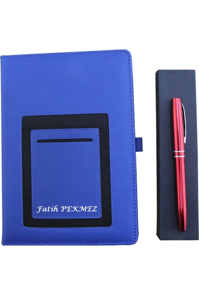 Ahşap Şehri Kanguru Mavi Kişiye Özel Cepli Fonksiyonel Ajanda ve Imza Kalemi