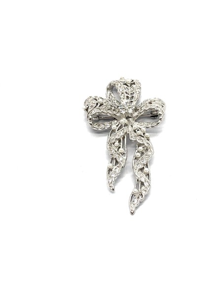 Ebrar Gümüş Fiyonk Broş 925 Ayar Gümüş Incili Fiyonk Figürlü Kadın Broş