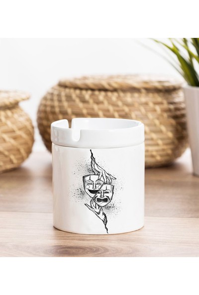 Katarsis Home Mask Baskılı Seramik Küllük