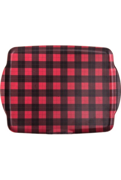 Ultraform Melamin Ekose Krmz Tepsı Kulplu 30X41CM Ultraform Melamin Ekose Krmz Tepsı Kulplu 30X41CM