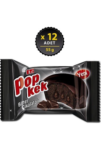 Eti Popkek Bitter Çikolatalı 55 g x 12 Adet Eti Popkek Bitter Çikolatalı 55 g x 12 Adet
