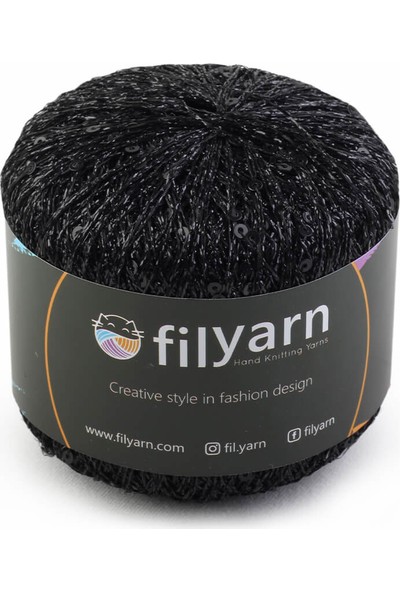 Filyarn Siyah Galaxy Simli Pullu Örgü İpi
