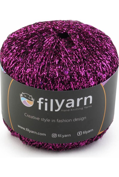 Filyarn Mor Galaxy Simli Pullu Örgü İpi