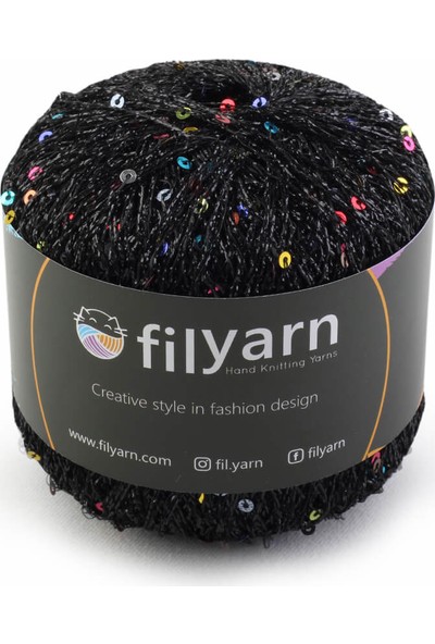 Filyarn Siyah Alaca Galaxy Simli Pullu Örgü Ipi Pullu Örgü Ipi