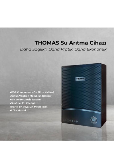 Thomas Su Arıtma Cihazı (Ankastre Ultra Slim) 8 Litre Metal Tank ve Lüsk Musluk Thomas Su Arıtma Cihazı (Ankastre Ultra Slim) 8 Litre Metal Tank ve Lüsk Musluk