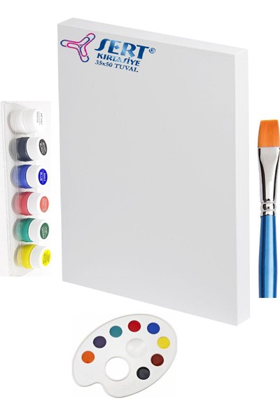 Sert Kırtasiye 4lü Boyama Seti Fırça Boya Palet Tuval 35X50