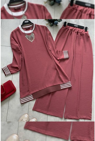 Bestenur Ribanalı Ikili Ayrobin Takım - Gül Kurusu