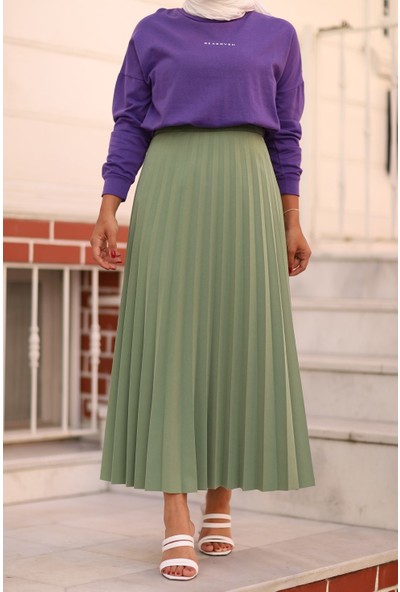 İlkimay Pileli Etek - Haki