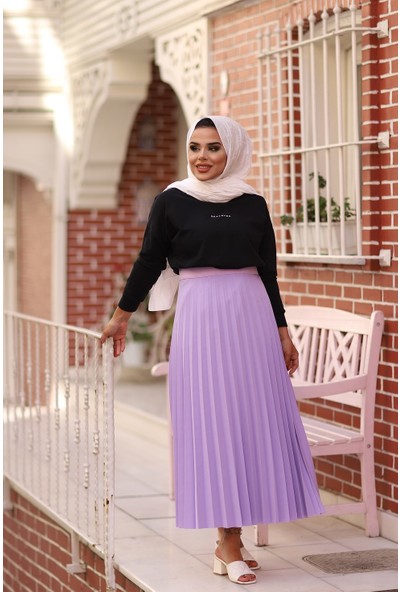 İlkimay Pileli Etek - Lila