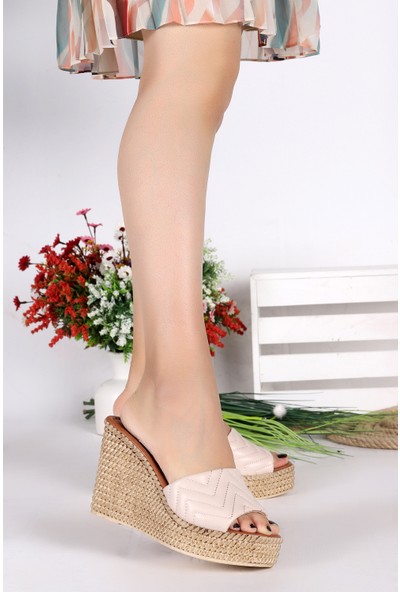Woggo Pnt 439025 Cilt Günlük 11 cm Dolgu Topuk Kadın Terlik