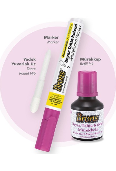 Brons BR-9558 Board Marker Set Pembe