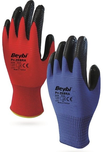 Beybi Pn Zebra Montaj Eldiveni Kırmızı-Siyah No:10 - (12 Çift) Beybi Pn Zebra Montaj Eldiveni Kırmızı-Siyah No:10 - (12 Çift)