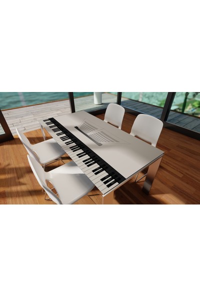 Hepbizden Piyano Temalı Şeffaf Pvc Masa Örtüsü