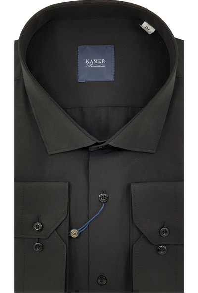 Kamer Battal Beden Düz Siyah Erkek Gömlek %48 Pamuk %52 Polyester 1641S Kamer Battal Beden Düz Siyah Erkek Gömlek %48 Pamuk %52 Polyester 1641S
