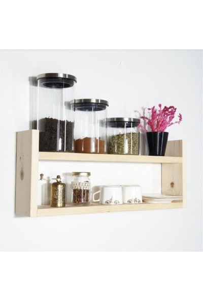 Bfdshop Ahşap Baharatlık Mutfak Rafı Renksiz