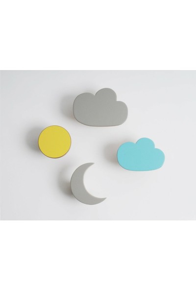 Babyroomstore Ahşap Dekoratif Askı Duvar Askısı 4'lü Set