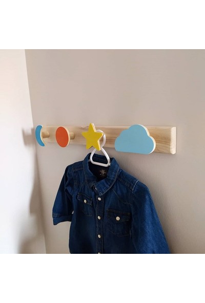 Babyroomstore Bebek Çocuk Odası Dekoratif Şekilli Renkli Askılık