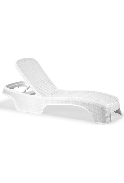 Omnipazar SY2536 Beyaz Brezza Royal Rattan Lüks Şezlong