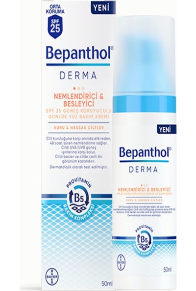 Bepanthol Derma Nemlendirici & Besleyici SPF 25 Günlük Yüz Kremi 50ML l Provitamin B5 Bakım Kompleksi Bepanthol Derma Nemlendirici & Besleyici SPF 25 Günlük Yüz Kremi 50ML l Provitamin B5 Bakım Kompleksi