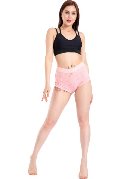 Kadın Penye Kısa Şort Puantiyeli Tampap 28476