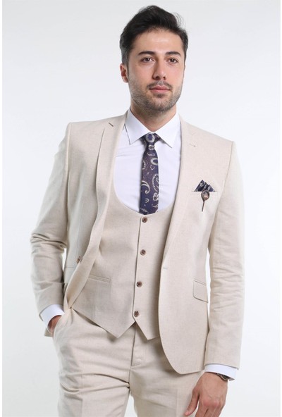 İntersivin 6 Drop Yelekli Krem Takım Elbise İntersivin 6 Drop Yelekli Krem Takım Elbise