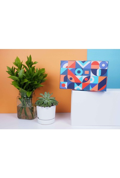 Taze Trend Geometrik Desenli Kutu Kapak 25X15X8 cm