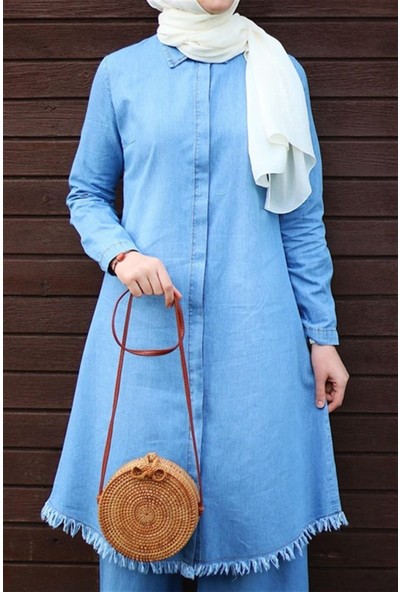 Bestenur Gizli Patlı Uzun Ikili Kot Takım - Açık Mavi