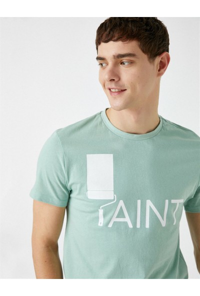 Koton Erkek T-Shirt Nane Yeşili 1YAM11768LK Koton Erkek T-Shirt Nane Yeşili 1YAM11768LK