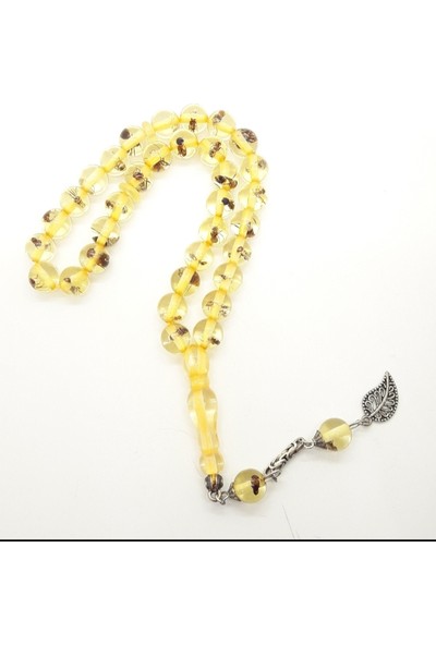 Kehribar Atölyesi Karınca Fosilli Toz Kehribar Tesbih