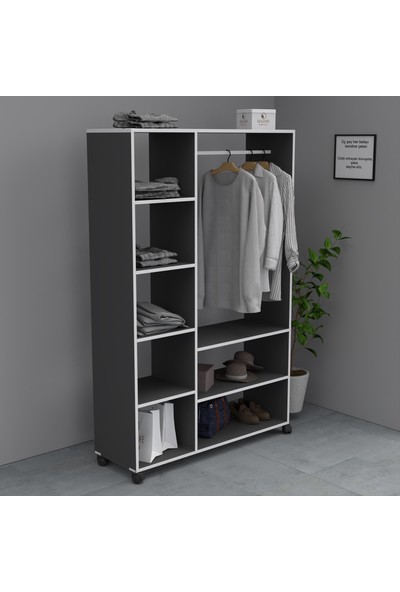 Kenzlife giysi dolabı hüsamettin 180x090x40 gri gardırop tekerlekli