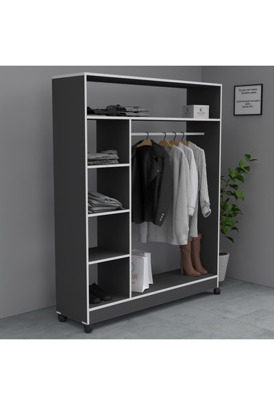 Kenzlife giysi dolabı necmettin 15x20x40 gri gardırop tekerlekli