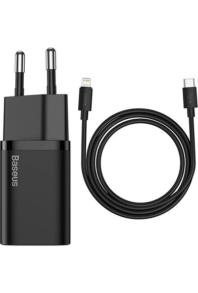 Baseus Super Si 1c 20W Hızlı Şarj Adaptörü + Type-C To Lightning iPhone 1m Şarj Kablosu TZCCSUP-B01