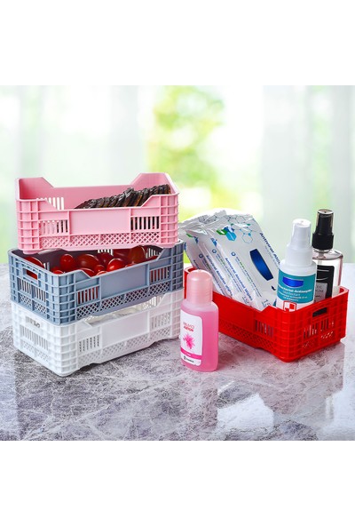 Ferhome Çok Amaçlı Mini Plastik Kasa Sepet 3’lü Set Dekoratif Mini Plastik Kasa Sepet Saklama Kutusu Ferhome Çok Amaçlı Mini Plastik Kasa Sepet 3’lü Set Dekoratif Mini Plastik Kasa Sepet Saklama Kutusu
