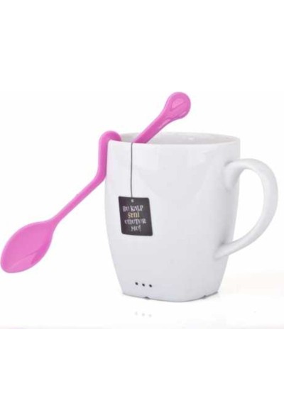 Pembe Karınca Bardak Kenarına Takılabilen 5&prime;li Plastik Kaşık