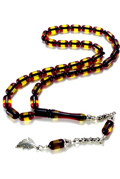 Aleyha Polonya Kehribarı Tesbih 33'lü Sarı-Bordo Aleyha Polonya Kehribarı Tesbih 33'lü Sarı-Bordo