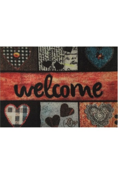 Wellmop Welcome Kalp Desenli Kapı Önü Paspası