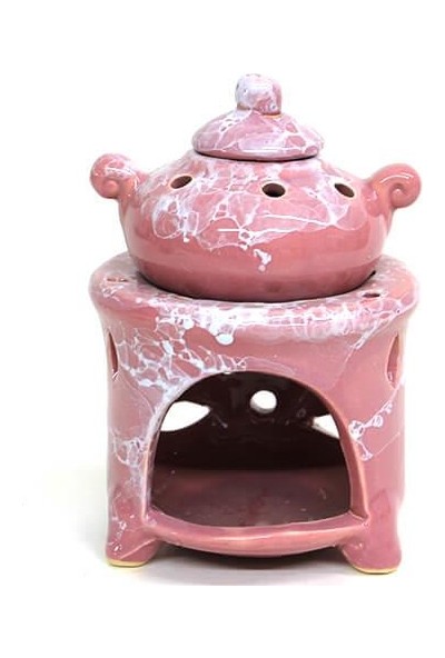 Tam İthalat Çaydanlık Şeklinde Buhurdanlık Demlik Model Pembe