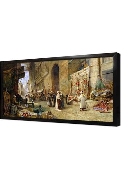 Tablosan Kahirede Halı Pazarı Çerçeveli Cam Tablo