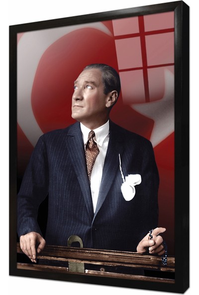 Tablosan Istikbal Göklerdedir Atatürk Portresi Çerçeveli Cam Tablo