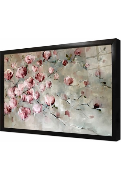 Tablosan Modern Çiçekler Çerçeveli Cam Tablo