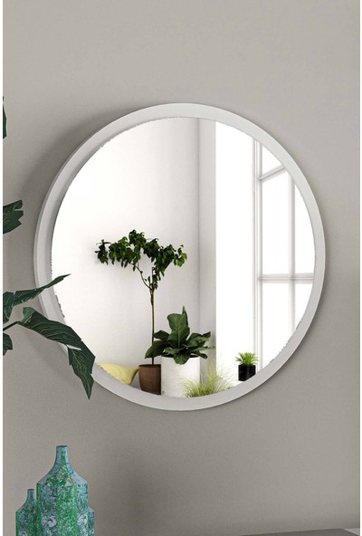 Talas Tozu Dekoratif Yuvarlak Beyaz Ayna Talas Tozu Dekoratif Yuvarlak Beyaz Ayna