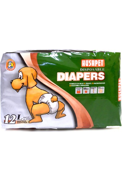 Hushpet Köpek Alt Tuvalet Bezi 12 Adet L Hush Pet Diapers Large 12'li Köpek Hushpet Köpek Alt Tuvalet Bezi 12 Adet L Hush Pet Diapers Large 12'li Köpek