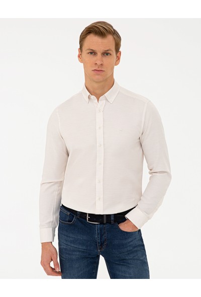 Pierre Cardin Bej Slim Fit Gömlek 50240408-VR011
