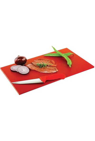MUTFAK10 Plastik Polietilen Doğrama Levhası Kırmızı 40 x 25 x 1 cm