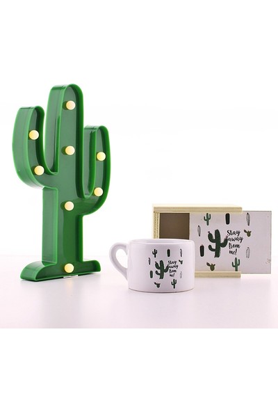 Deco Elit Özel Ahşap Kutulu Kaktüs Tasarım Kupa ve Gece Lambası Set Deco Elit Özel Ahşap Kutulu Kaktüs Tasarım Kupa ve Gece Lambası Set
