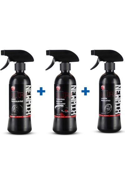 Newmix Jant Temizleyici,Torpido Bakm Losyonu,Lastik Parlatıcı Newmix 3 Lü Set 500 ML