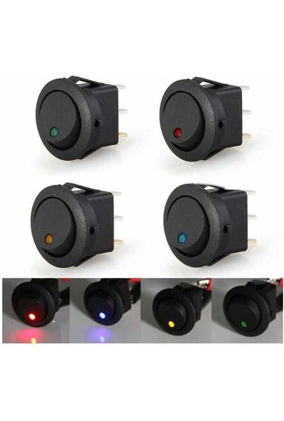 Daier KM103 12V Yuvarlak Nokta Işıklı On-Off Anahtar 3p - Beyaz Daier KM103 12V Yuvarlak Nokta Işıklı On-Off Anahtar 3p - Beyaz