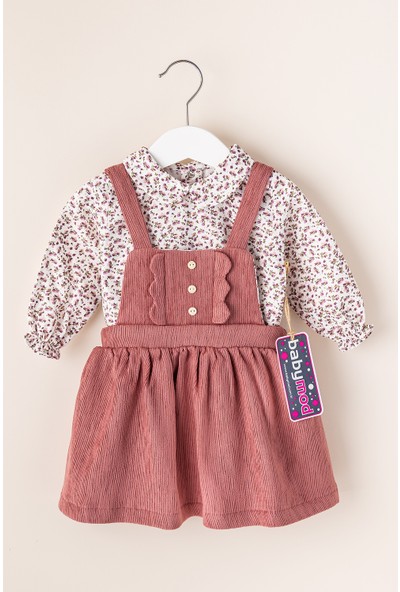 Babymod Kız Bebek Kadife Elbise Gömlekli Bebek Salopet Elbise