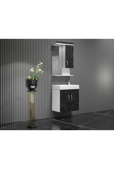 Özceden Akasya Banyo Dolabı Takımı 56 cm Royal Mermer Renkli Özceden Akasya Banyo Dolabı Takımı 56 cm Royal Mermer Renkli